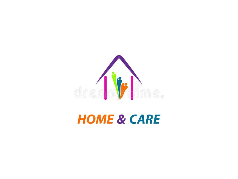 Home Care Logo Icon - Flat House Caring Logo Template Stock Vector ...