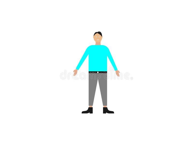 Flat Illustration of Human Being Standing Alone Boy Stock Vector ...