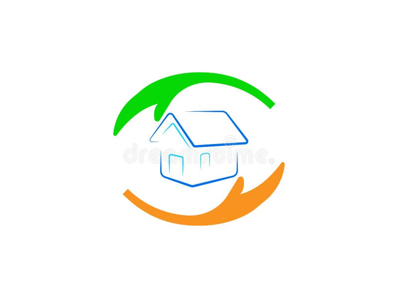 Home Care Logo Icon - Flat House Caring Logo Template Stock Vector ...