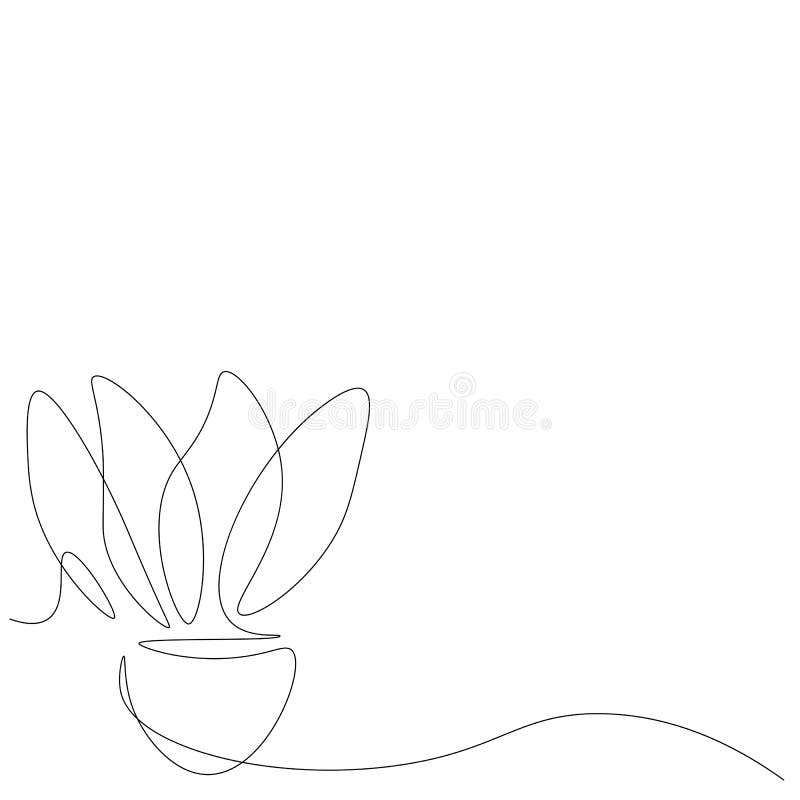 Plant in Pot Line Drawing Vector Illustration Stock Vector ...