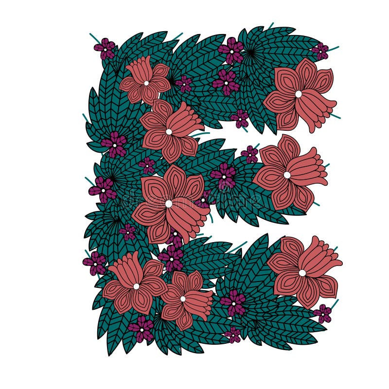 Flower Alphabet Letter E. Flower Font for Logo Stock Vector ...