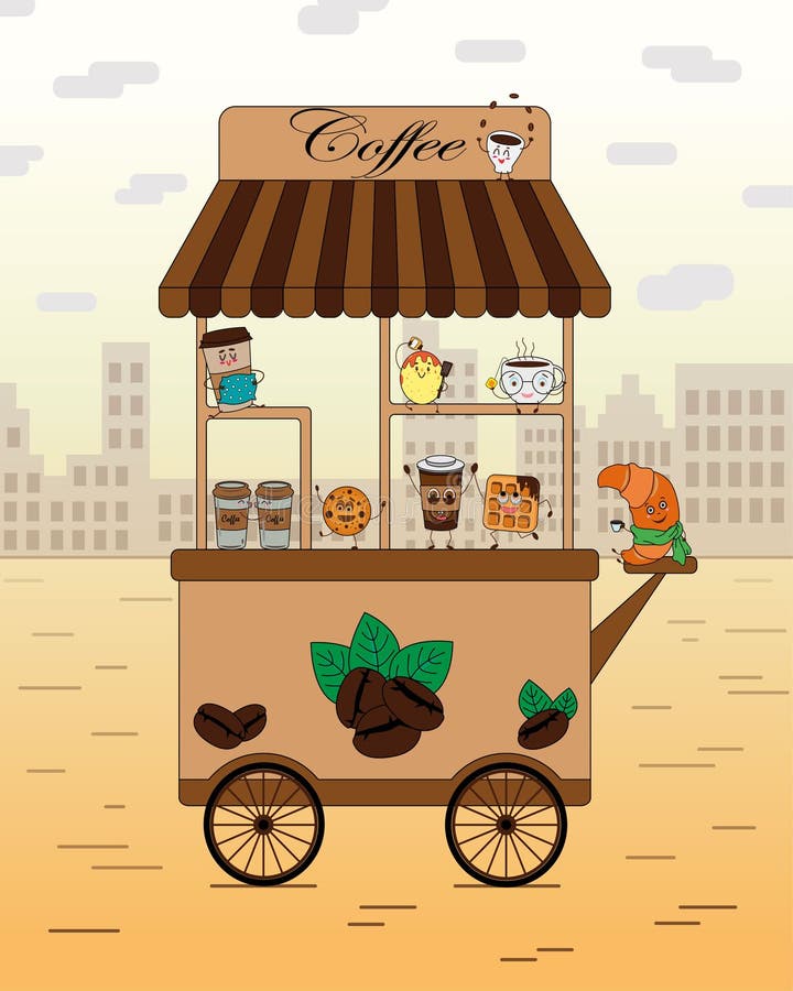 Coffee Cart Isometric Composition Stock Vector - Illustration of ...