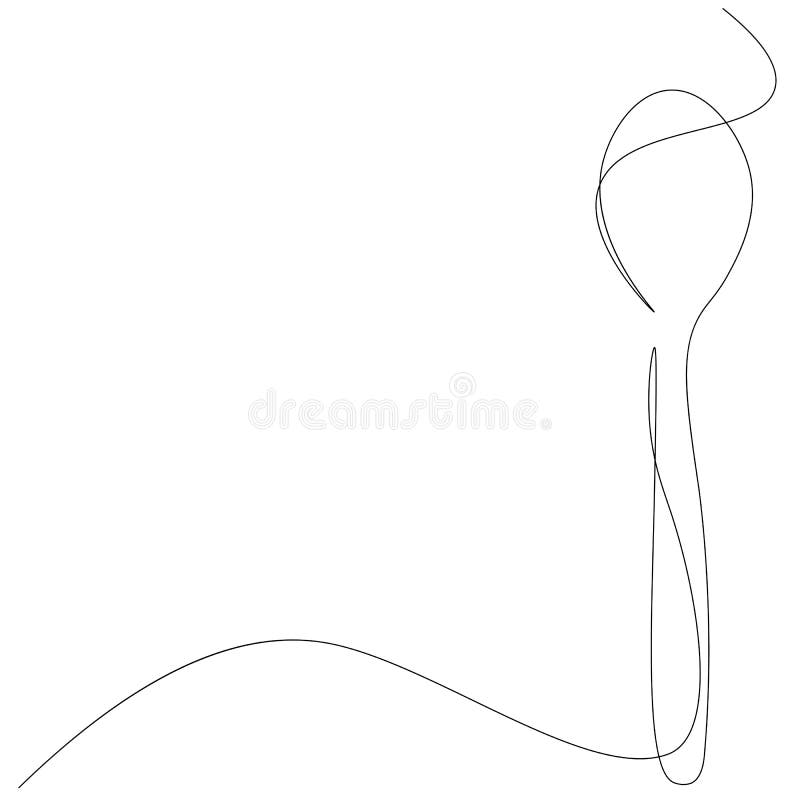 Spoon One Line Drawing. Vector Stock Vector - Illustration of plastic ...