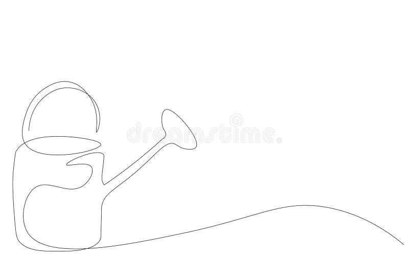 Watering Can One Line Drawing Vector Illustration Stock Illustration ...