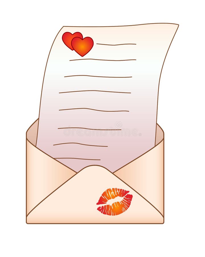 Open Envelope with a Love Message - Vector Full Color Picture. Envelope ...