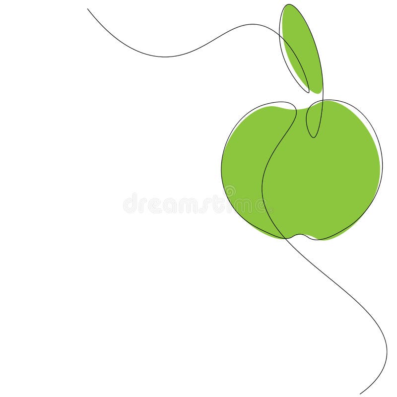 Green Apple Icon, Fruit Line Drawing Vector Stock Vector - Illustration ...