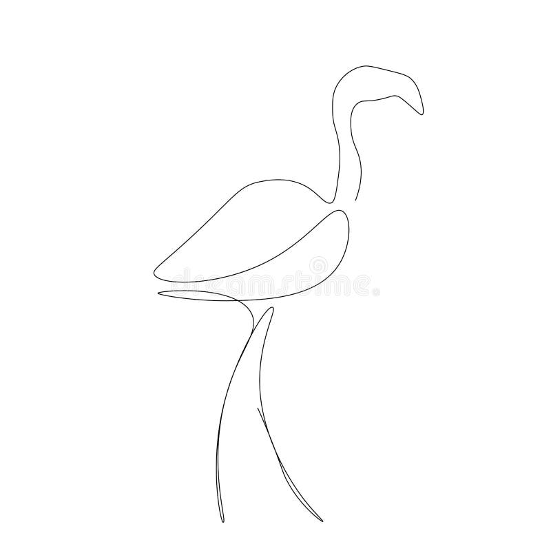 Flamingo One Line Drawing. Continuous Single Hand Drawn Summer Symbol ...