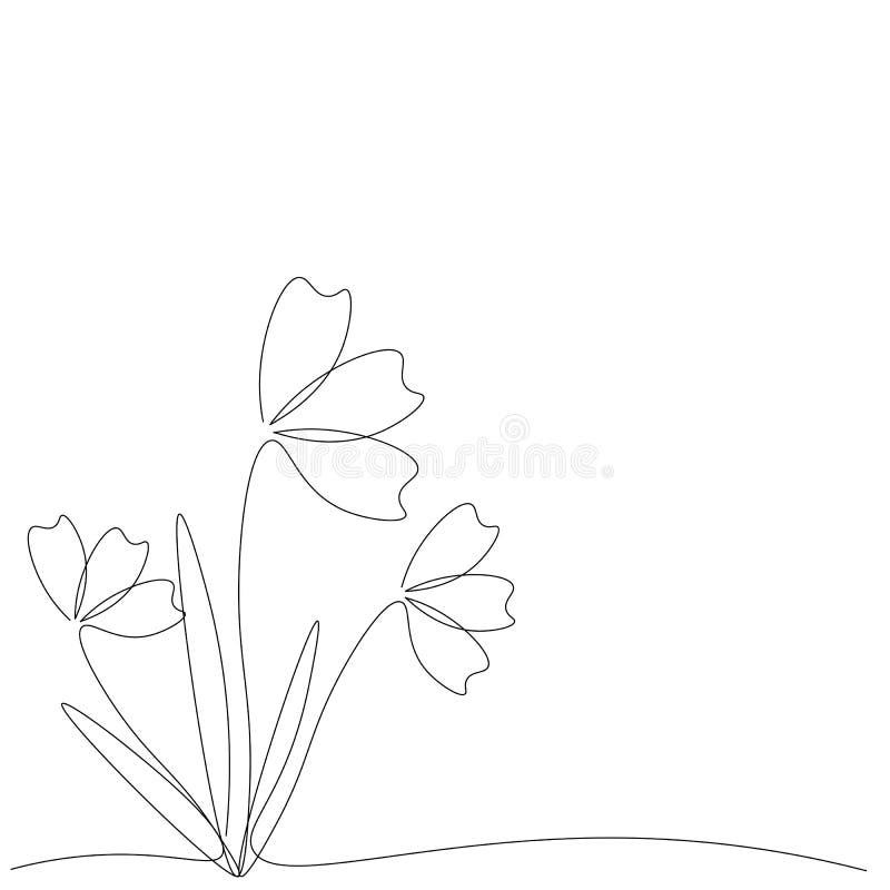 Flowers Background, Continuous Line Drawing Vector Stock Vector ...