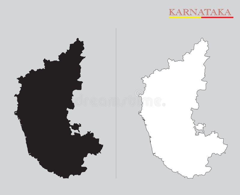 Karnataka Map Highlighted in India Map on Yellow Background with Swatch ...