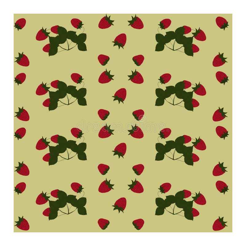 Seamless Pattern with Red Strawberries and Green Leaves on a Pastel ...