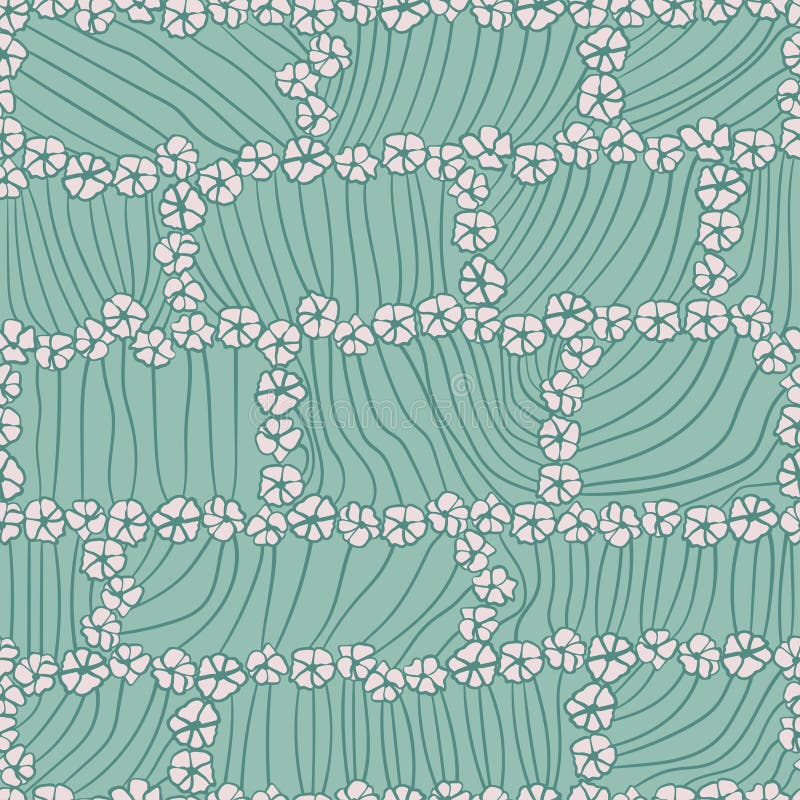 Seamless Brick Pattern with Flowers. Vector Illustration, Flat Color ...