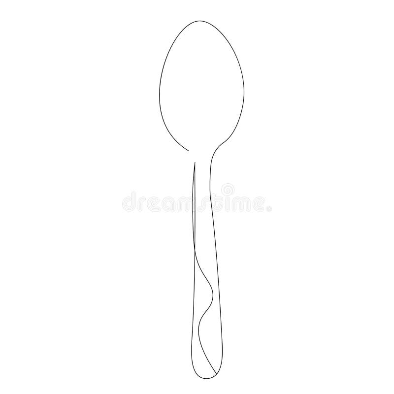 Spoon Silhouette One Line Drawing Vector Illustration Stock Vector ...