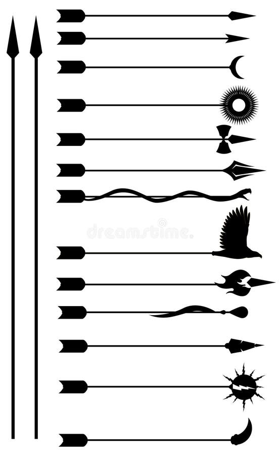 Different Types of Arrows Silhouette Vector Illustration for War Scenes ...
