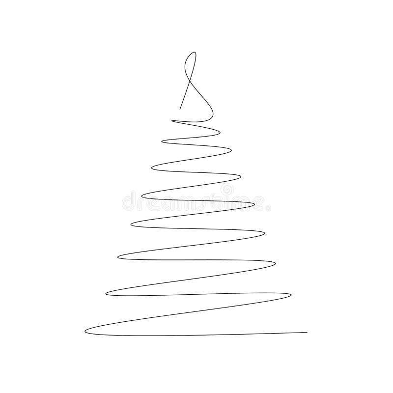 Christmas Tree One Line Drawing Vector Illustration Stock Vector ...
