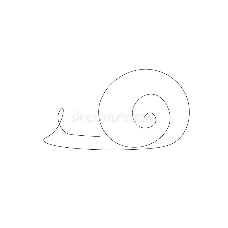 Snail One Line Drawing, Vector Illustration Stock Vector - Illustration ...