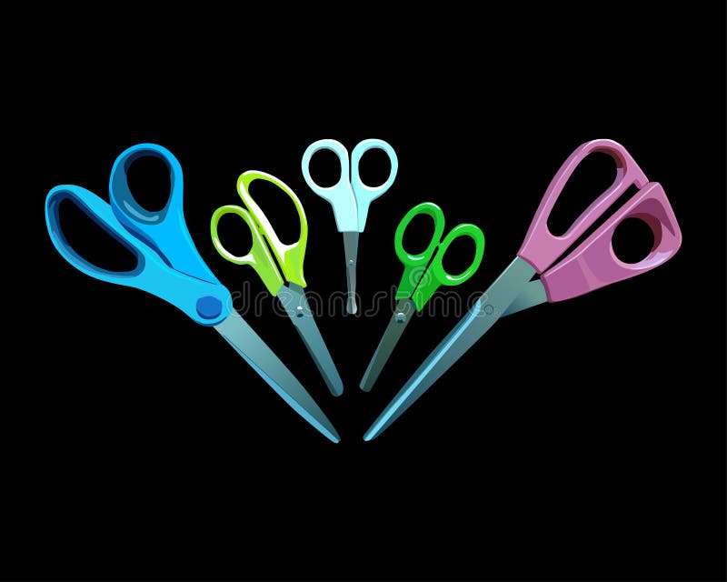 Illustration Depicting Five Scissors Stock Illustration - Illustration ...