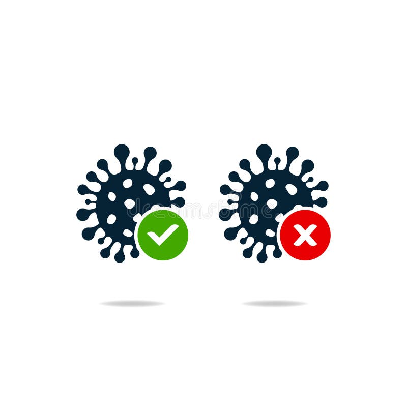 Virus with Check Mark and Cross Mark Sign Icon Design Isolated Stock ...