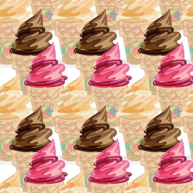 Pattern Dessert Ice Cream Drawing Graphic Object Stock Vector ...