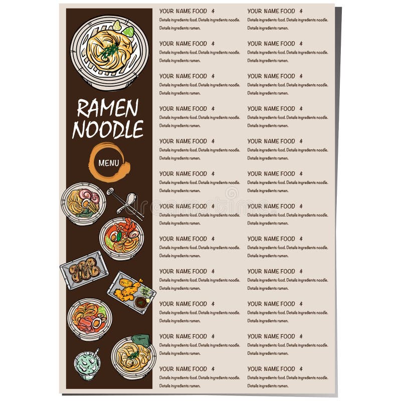 Menu Ramen Noodle Japanese Food Template Design Stock Vector ...