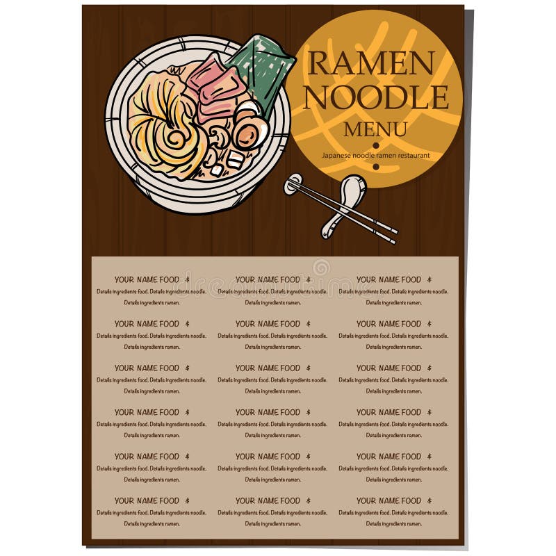 Menu Ramen Noodle Japanese Food Template Design Stock Vector ...