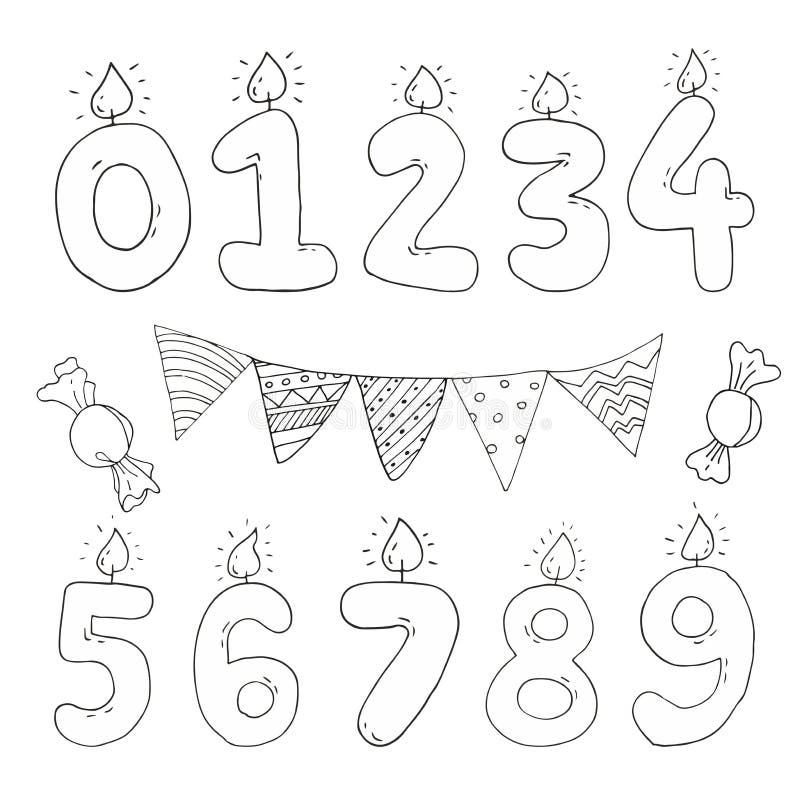 Set of Candles in the Form of Numbers for Birthday, Flags, Sweets ...