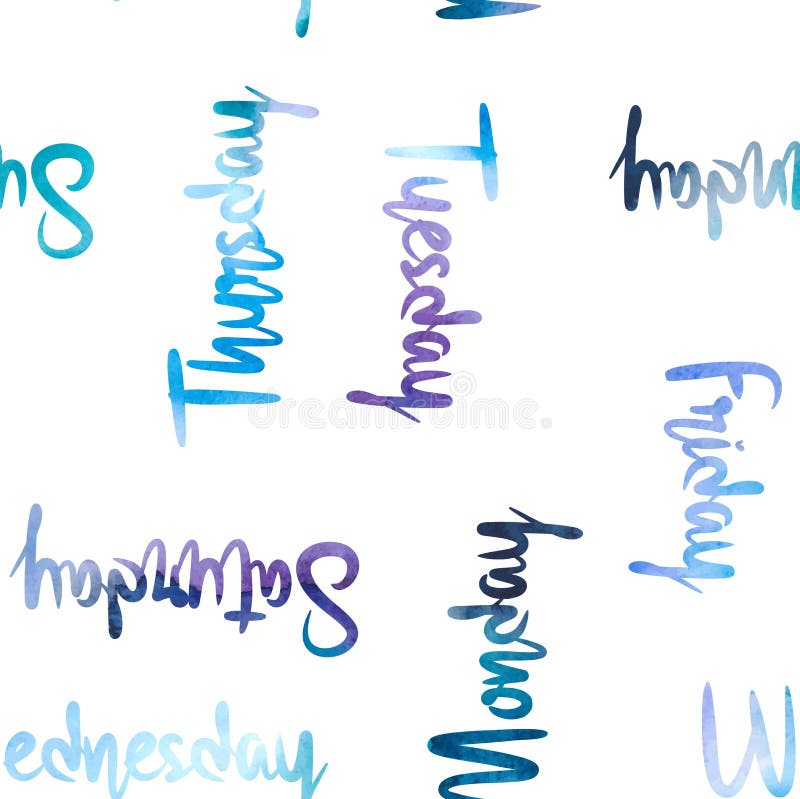 Lettering Days Week Watercolor Stock Illustrations – 15 Lettering Days ...