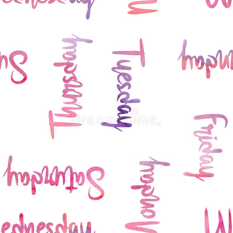 Lettering Days Week Watercolor Stock Illustrations – 14 Lettering Days ...