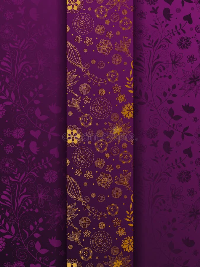 Western Golden and Purple Floral Background Template Stock Vector ...