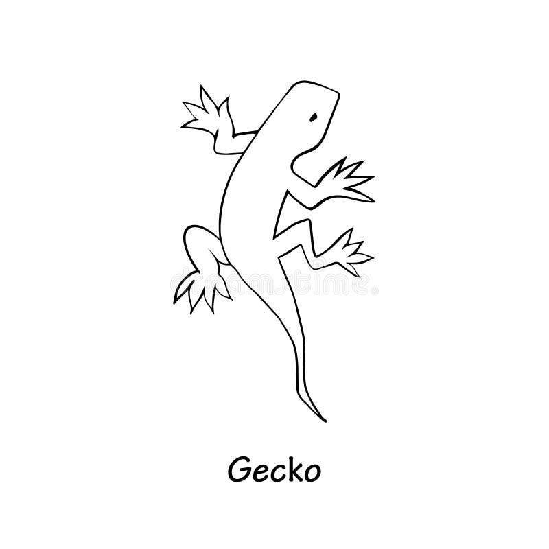 Gecko Reptiles Simple Outline Sketch. Stock Vector - Illustration of ...