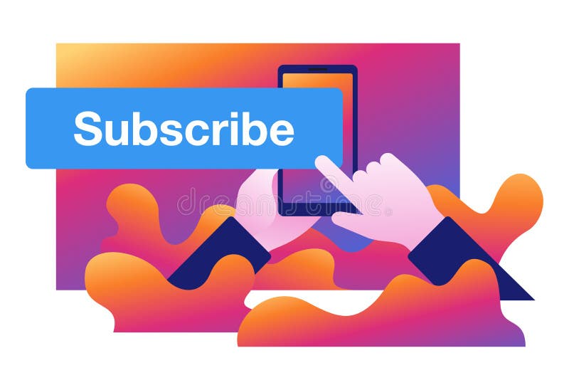 Hands Holding Phone and Big Subscription Button Stock Vector ...