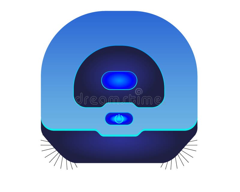 Blue Robot Vacuum Cleaner - Vector Full Color Picture. Robotic ...