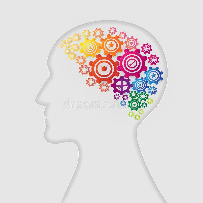 Man Head Thinking Idea Gears Face Stock Illustrations – 335 Man Head ...