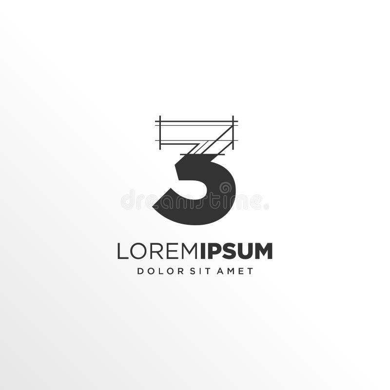 Number 3 Logo Design with Architecture Element Stock Vector ...