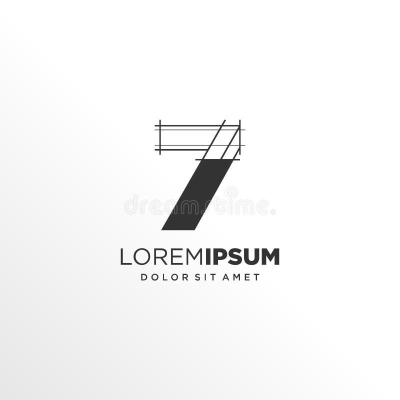 Number 7 Logo Design with Architecture Element Stock Vector ...