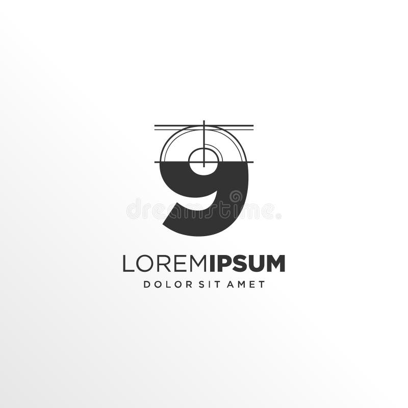 Number 9 Logo Design with Architecture Element Stock Vector ...