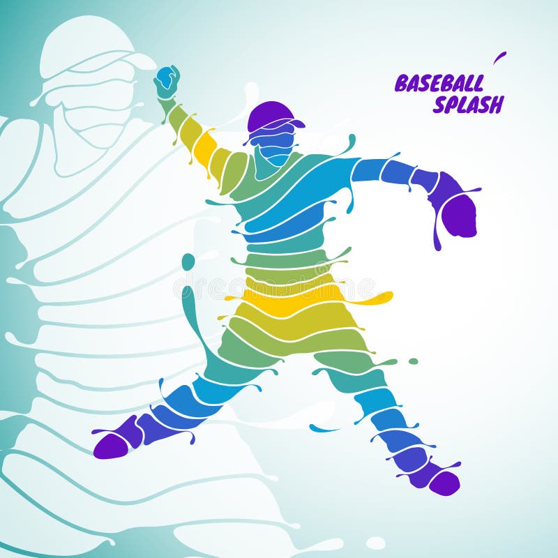 Baseball Player Abstract Splash Silhouette Stock Vector - Illustration ...