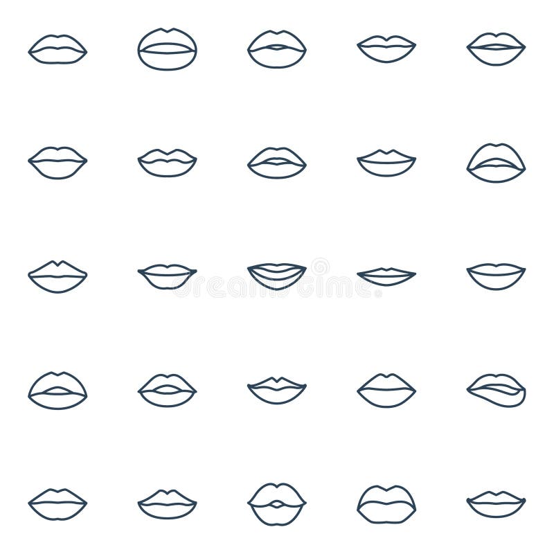 Lips - 25 icons image. stock vector. Illustration of icons - 186386679