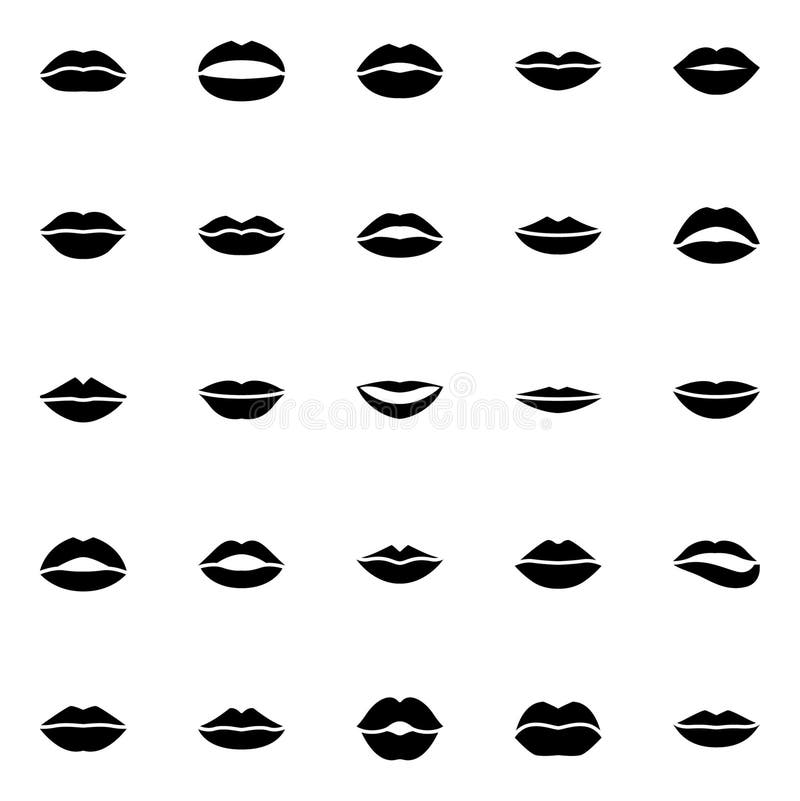 Lips - 25 icons image. stock vector. Illustration of vector - 186393066