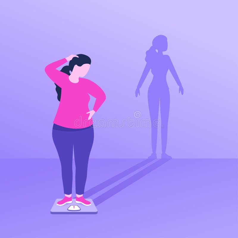 Weight Concept - Woman Stands on Body Scales Stock Vector ...