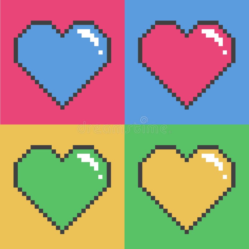 Pixel Heart with Color Versions Stock Vector - Illustration of pixel ...