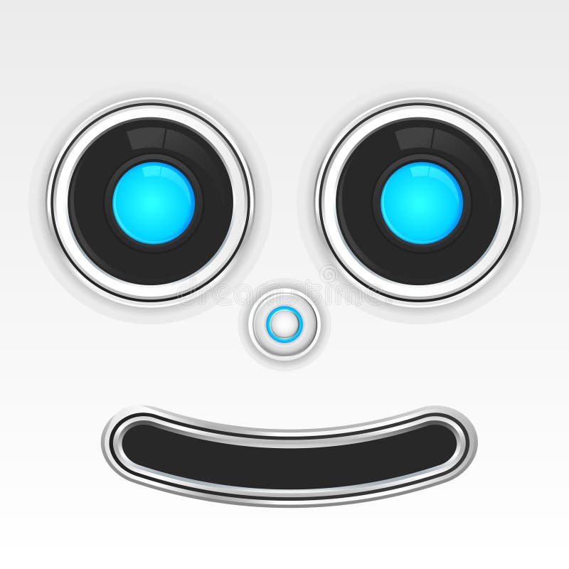 Cute Vector Robot Face Smiling. Stock Vector - Illustration of ...