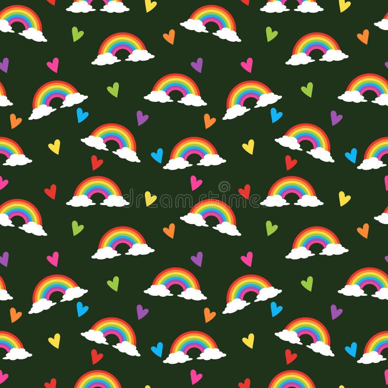 Rainbows Seamless Pattern stock illustration. Illustration of backdrop ...