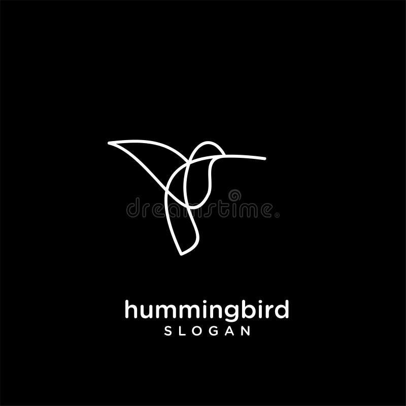 Hummingbird Line Abstract Simple Modern Logo Isolated Black Background ...