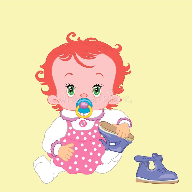 Little girl with red hair stock vector. Illustration of pink - 187295628