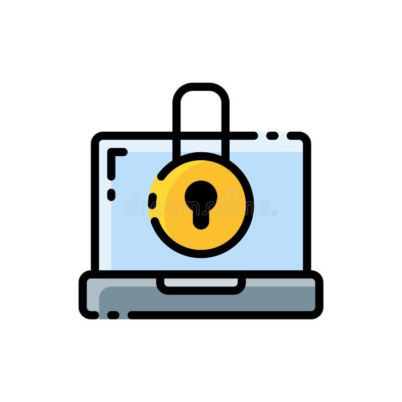 Computer Security Icon in Filled Line Style Stock Vector - Illustration ...