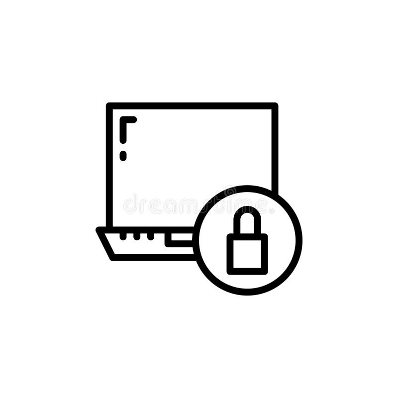 Computer Security Icon Isolated on White Background. Vector in Line ...