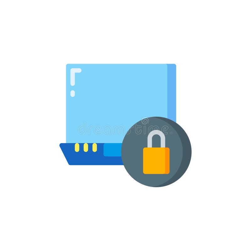 Flat Style Icon of Computer Security Stock Vector - Illustration of ...