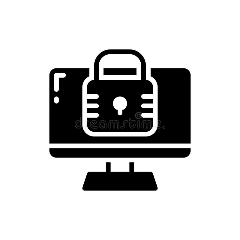 Computer Security Icon in Glyph Style Stock Vector - Illustration of ...