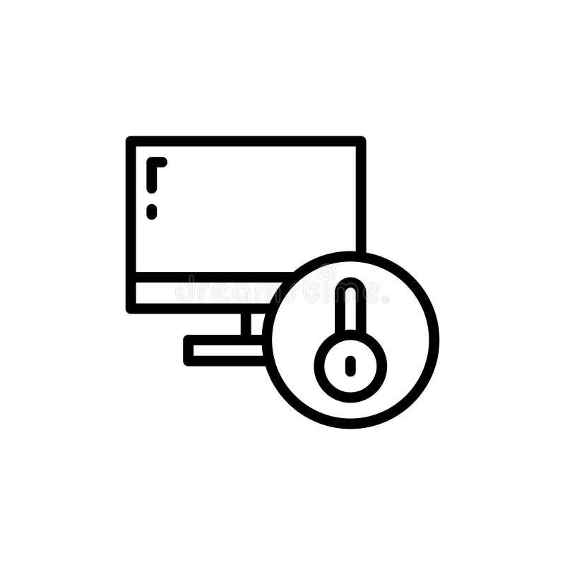 Computer Security Icon in Glyph Style Stock Vector - Illustration of ...