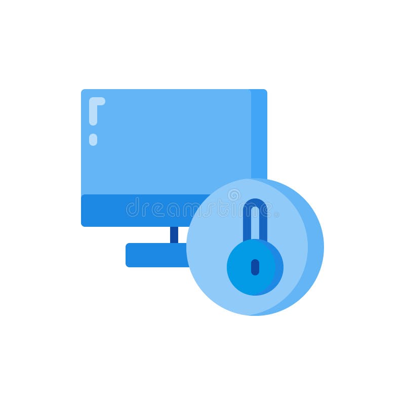 Flat Style Icon of Computer Security Stock Vector - Illustration of ...